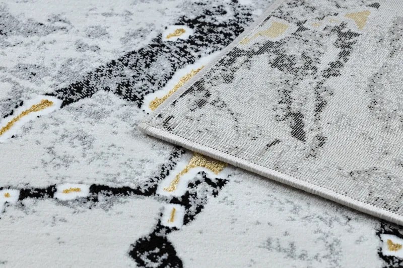 Dywany Łuszczów, Kusový koberec Gloss 528A 58 3D mramor ivory/black, 80x150, šedá, kancelář
