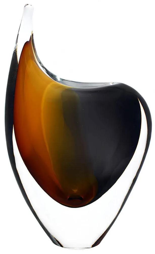 Skleněná váza hutní 06, zlatý topaz a kouřově černá, 16 cm | České hutní sklo od Artcristal Bohemia