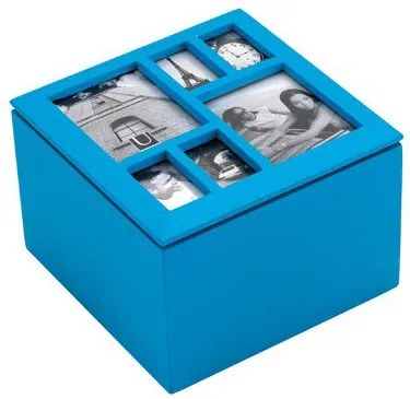 Dřevěná šperkovnice Umbra Multi Photo Box - modrá