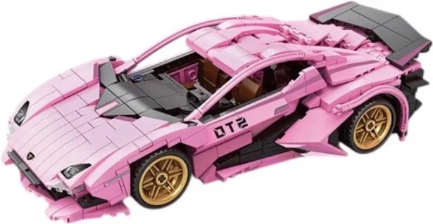 Stavebnice auta SUPERCAR No.J2010 růžová - 702 dílků