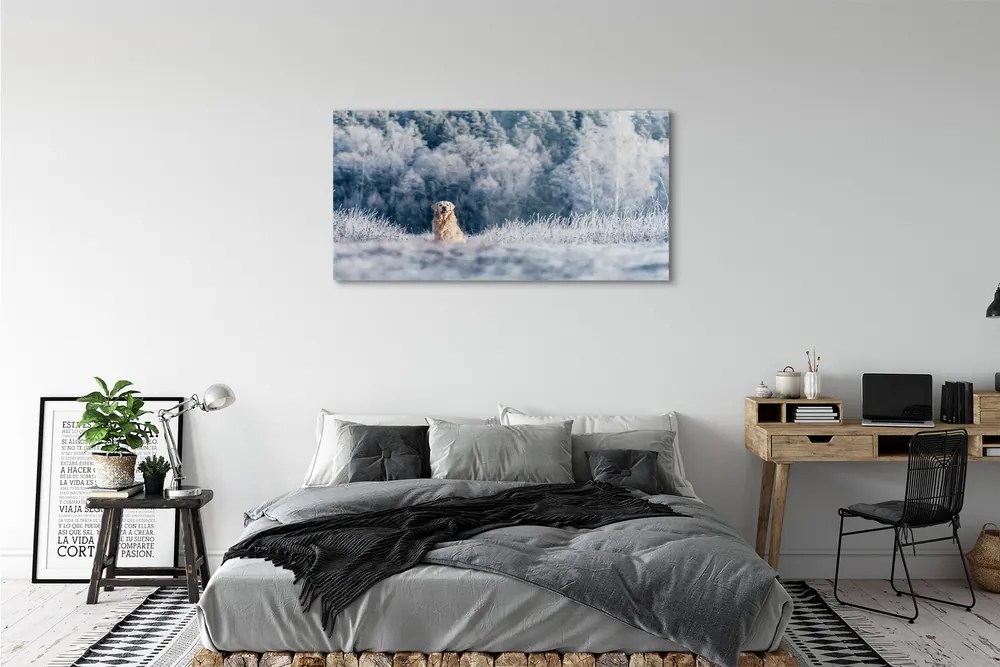 akrylový obraz Zimě salašnický pes 125x50 cm