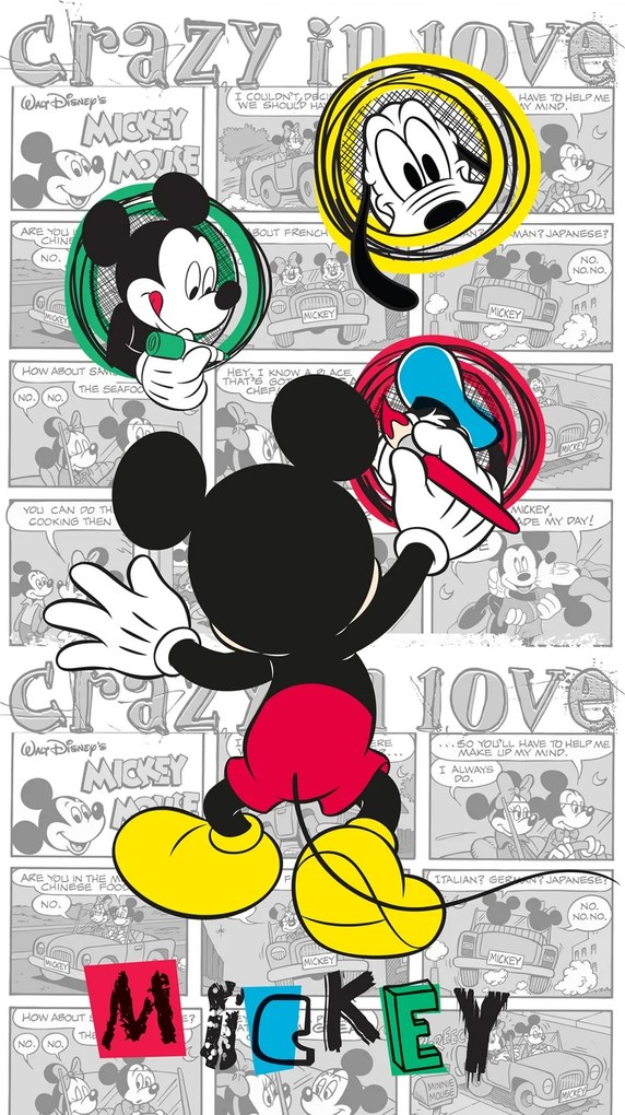 FCC L 4142 Foto závěs dětský obrazový Mickey Mouse Disney FCCL 4142, velikost 140 x 245 cm