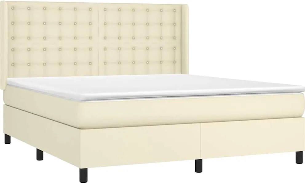 Box spring postel s matrací krémová 160x200 cm umělá kůže 3132509