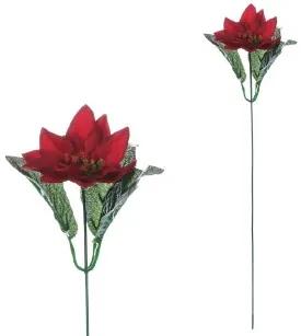 Autronic Květina umělá. Poinsécie, vánoční růže , barva červená 1-hlavá UK-0027
