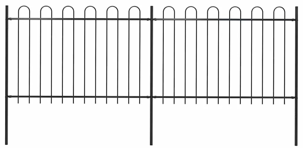 Zahradní plot s obloukem nahoře ocelový 337 x 120 cm černý 277666