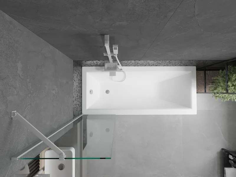 Mexen Next, vanová zástěna 1-křídlová 50 x 150 cm, fixní křídlo, 6 mm čiré sklo, bílý profil, 895-050-000-00-00-20