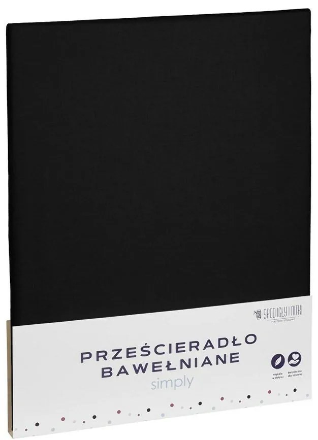 Spod Igly i Nitki Bavlněné prostěradlo 220x200 černé jednobarevné Simply