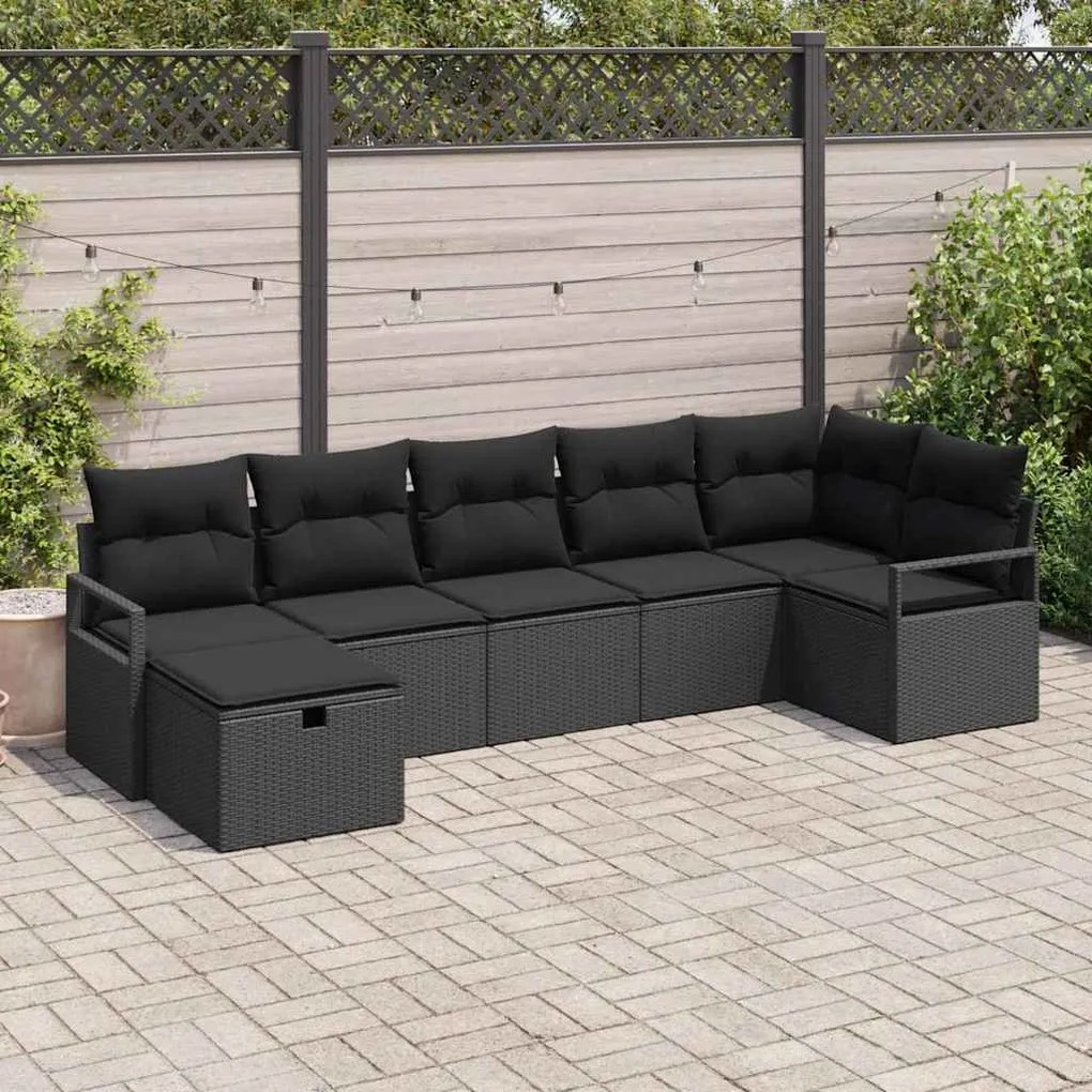 Set pohovek 7 ks Černá polyratan 3359202
