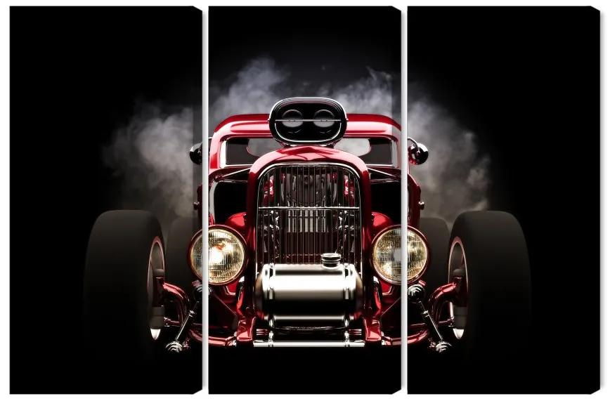 Vícedílný obraz Hot Rod Auto Na Pozadí Kouře Nedostatek Nedostatek Přírodní plátno 180x120