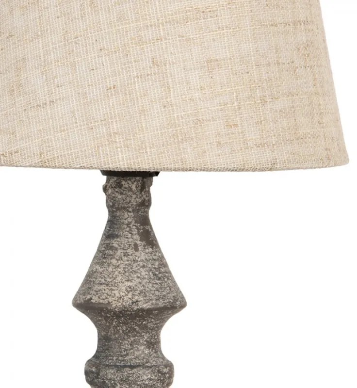 Šedá lampa s béžovým stínidlem – 14x32 cm