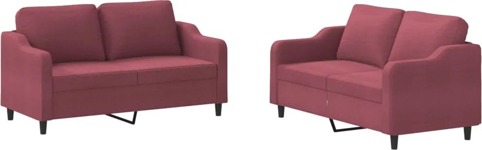 2dílná sedací souprava s poduškami vínová textil 3201808