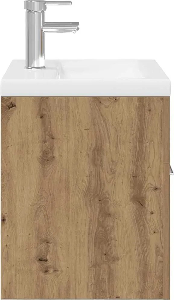 Umyvadlová skříňka s vestavěným umyvadlem a baterie dub artisan 3328906