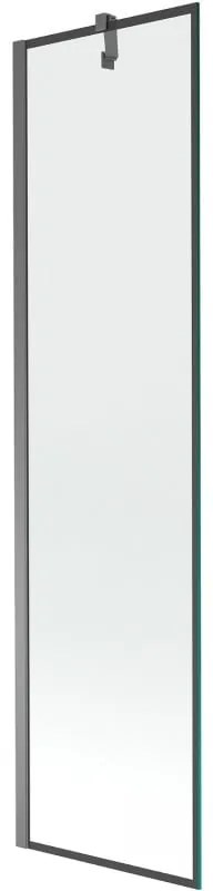 Mexen Next, 1-křídlová vanová zástěna 50 x 150 cm, 6mm čiré sklo - černý vzor, grafitová, 895-050-000-00-70-95