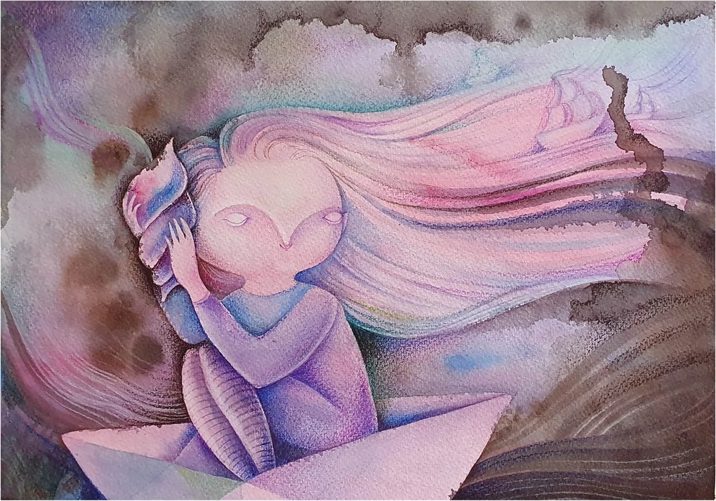 Eva Válková | Jsi tam? Rám: Dubový, Velikost: 20 x 30 cm