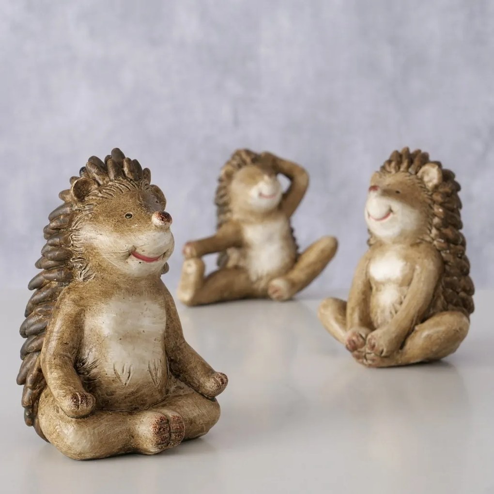 Zahradní figurka z polyresinu Hugy, sada 3ks, 8 cm, hnědá