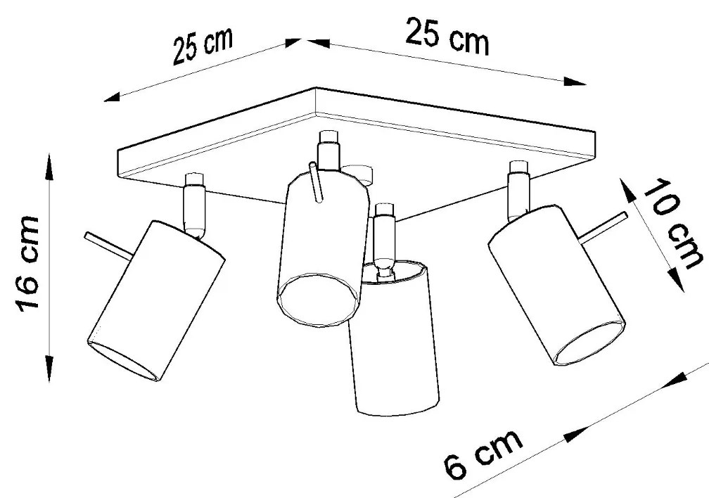 Stropní svítidlo Ring, 4x šedé kovové stínítko, (možnost polohování)