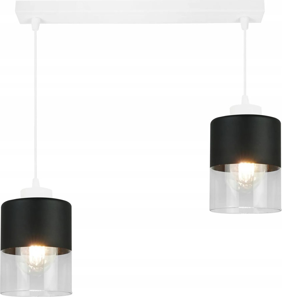 Závěsná lampa Harmonia Bílá Černá Led E27 Skleněné stropní stínítko