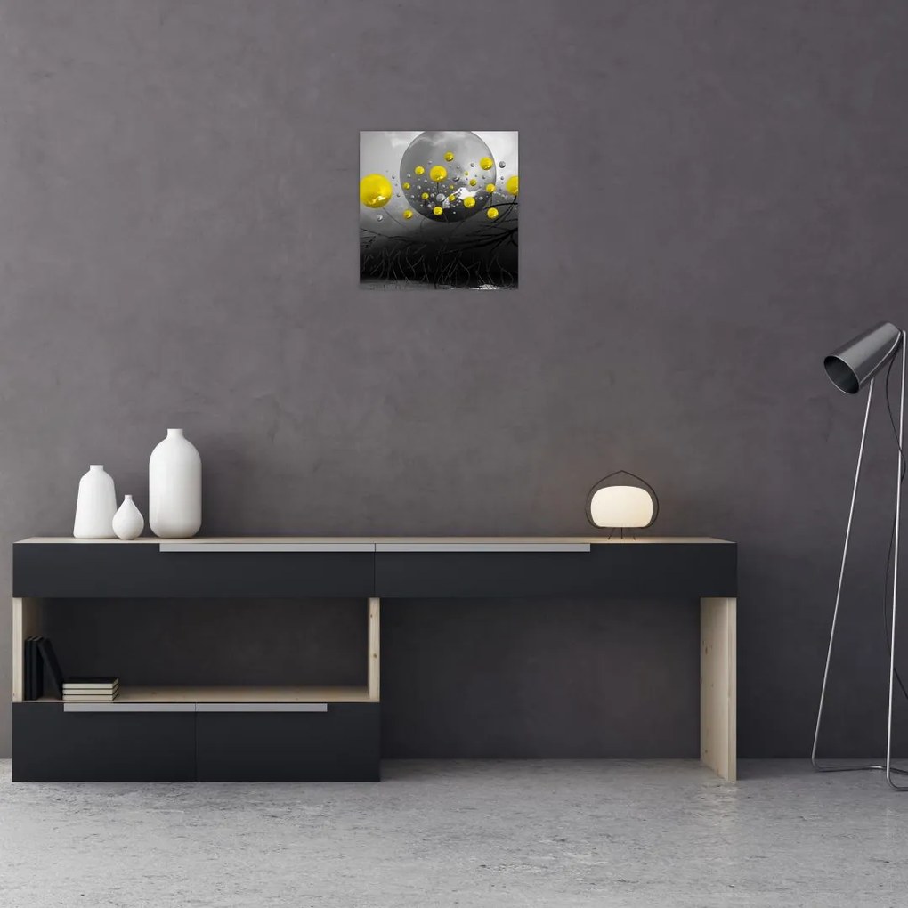 Obraz - žluté abstraktní koule (30x30 cm)