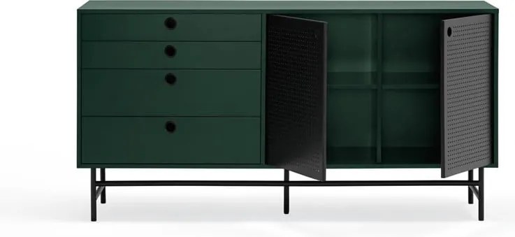 Černo-zelená komoda Teulat Punto, šířka 150 cm