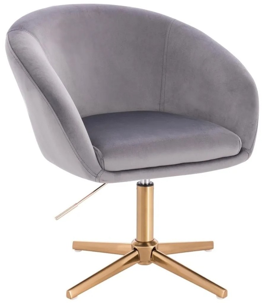 LuxuryForm DESIGN Židle VENICE VELUR na zlatém kříži - světle šedá