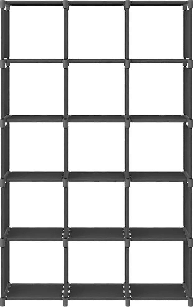 Výstavní police s 15 přihrádkami šedá 103x30x175,5 cm textil 322620