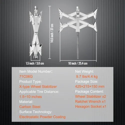 Stabilizátor kola Camper, zakládací klín RV ve tvaru X, vhodný pro 3,8–25,4 cm