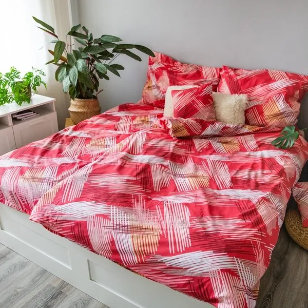 Jahu povlečení bavlna Red righe 140x200, 70x90 cm + 40x40 cm