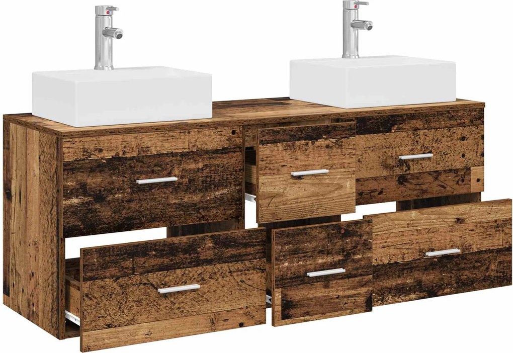Sada koupelnových skříněk 3 ks Staré dřevo 49,5 x 41 x 62,5 cm 3405849