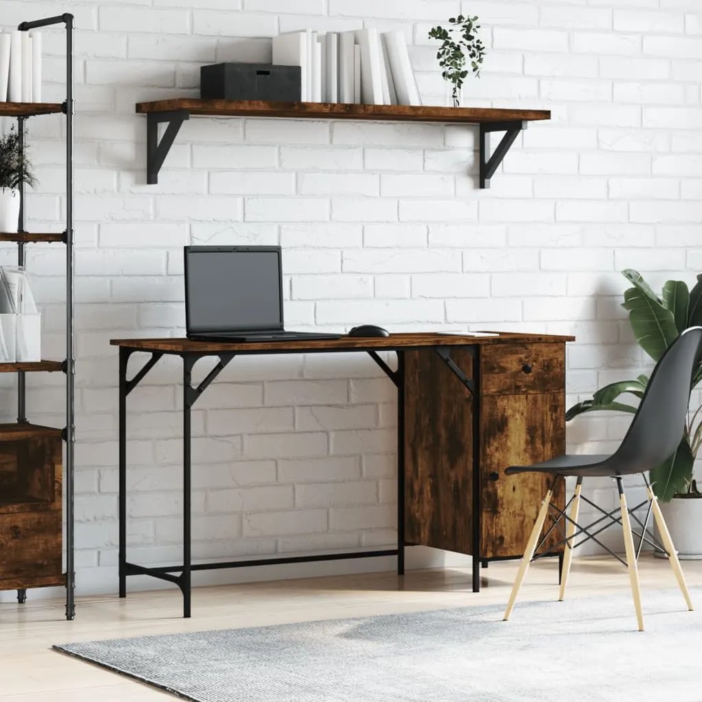 Počítačový stůl kouřový dub 131 x 48 x 75 cm kompozitní dřevo