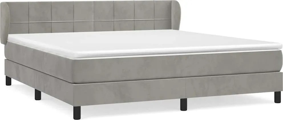 Box spring postel s matrací světle šedá 160x200 cm samet 3127499