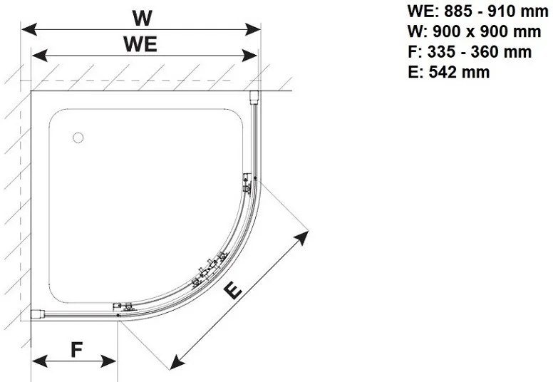 Sprchový kout Plano Davos Plus čtvrtkruh posuvné dveře stříbrné/čiré 90 x 200 cm