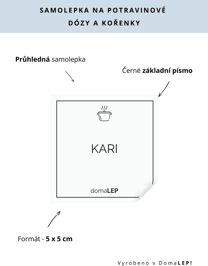 Samolepka na kořenky KARI průhledná 5 × 5 cm základní písmo
