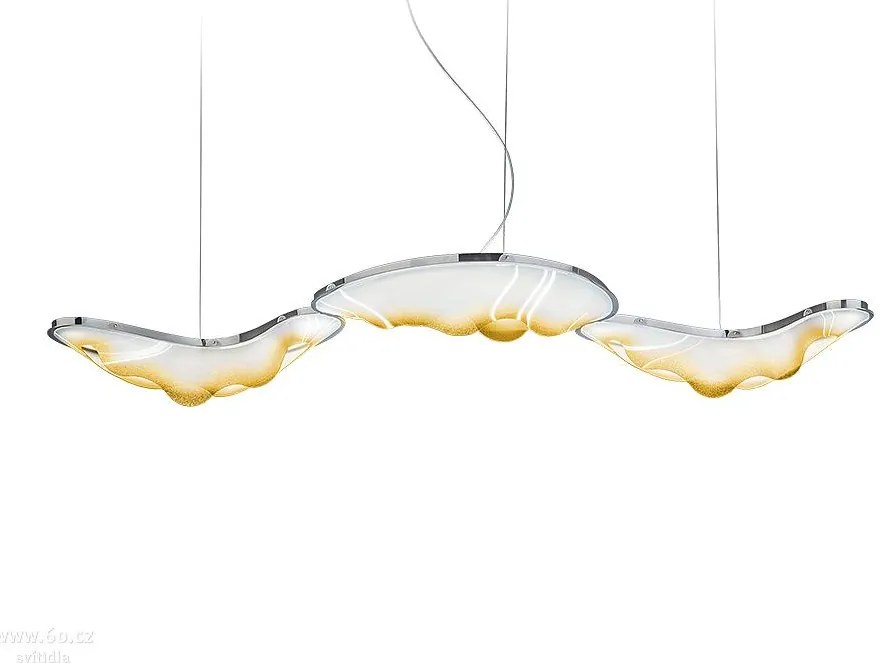 Slamp Crocco, závěsné svítidlo ze žlutého Lentiflexu, 54W LED, délka 125cm