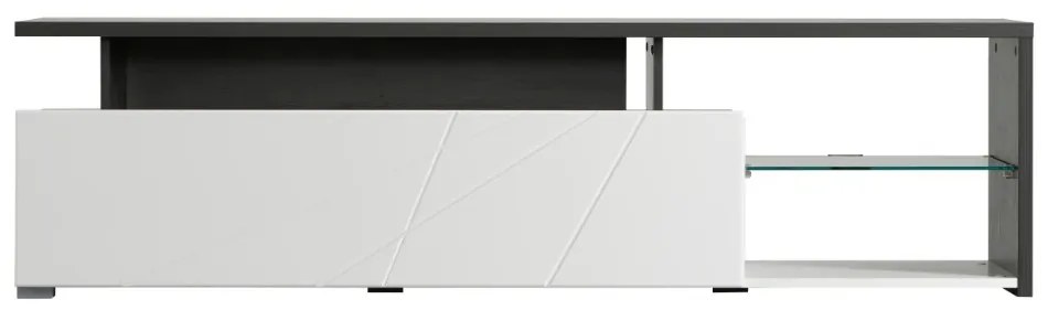 Televizní stolek Alaric - bílá/dub černý