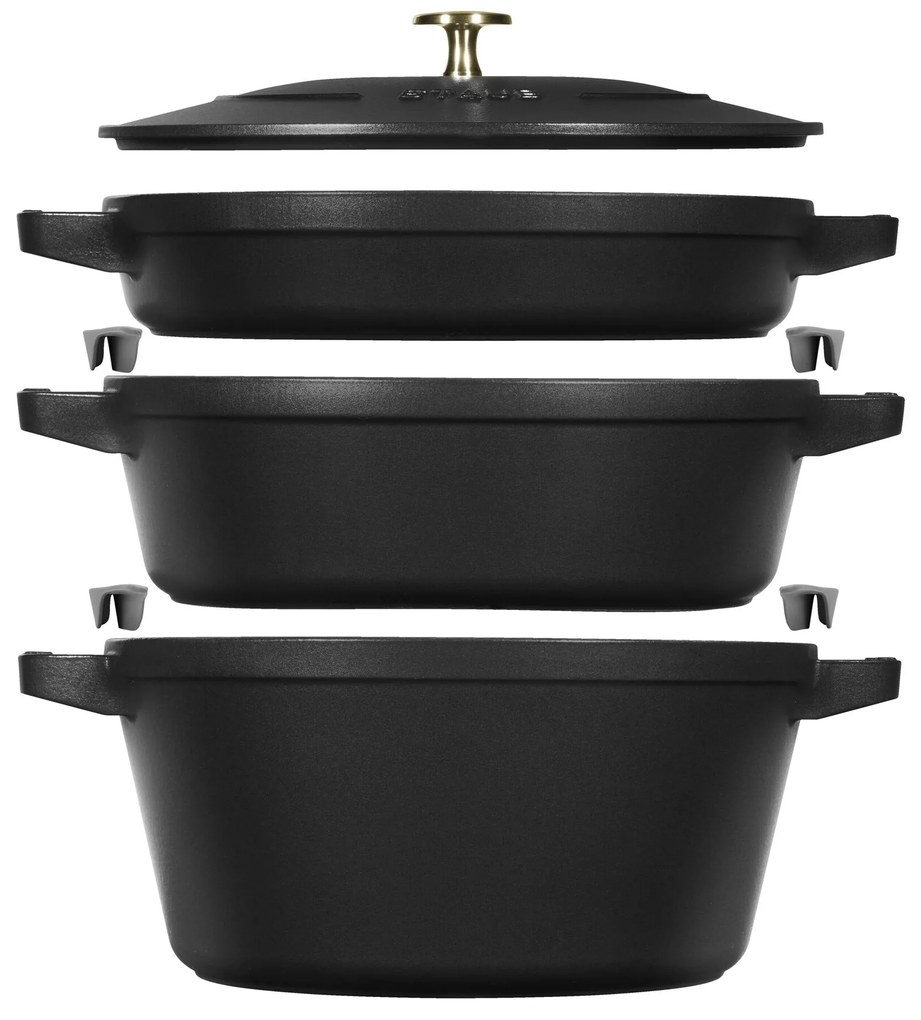 Staub STAUB Cocotte set hrnců 3  ks + poklice, 24 cm, černá 1010886