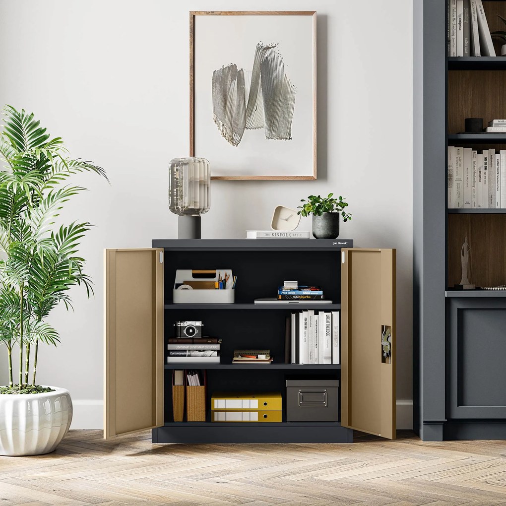 Nízká skříň na spisy a dokumenty, antracit/ořech, 900x930x400 mm: BEATA Eco Design