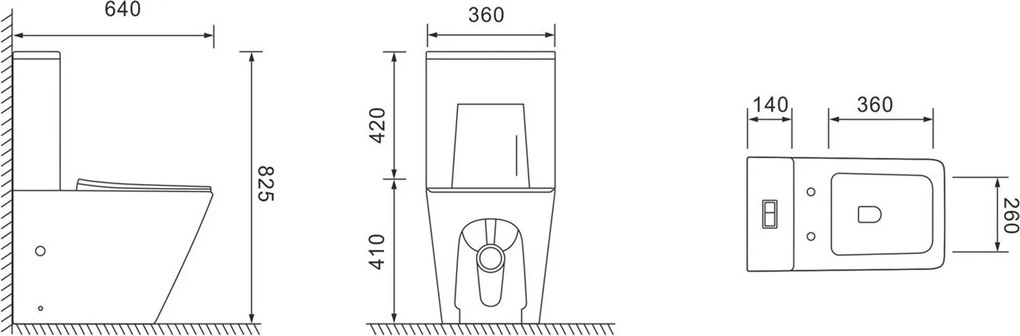 Erga Jotta, WC kombi mísa 640x365x820 mm, Rimless + toaletní sedátko, bílá lesklá, ERG-V03-JOTTA-RIM-WH