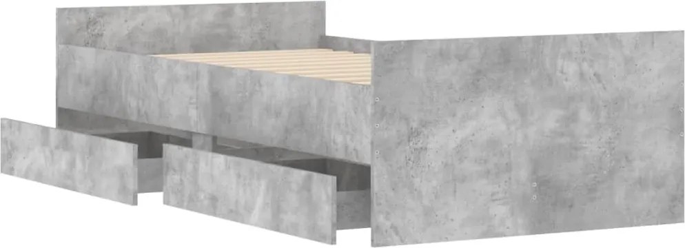 Rám postele se zásuvkami betonově šedý 75 x 190 cm Small Single 3207388