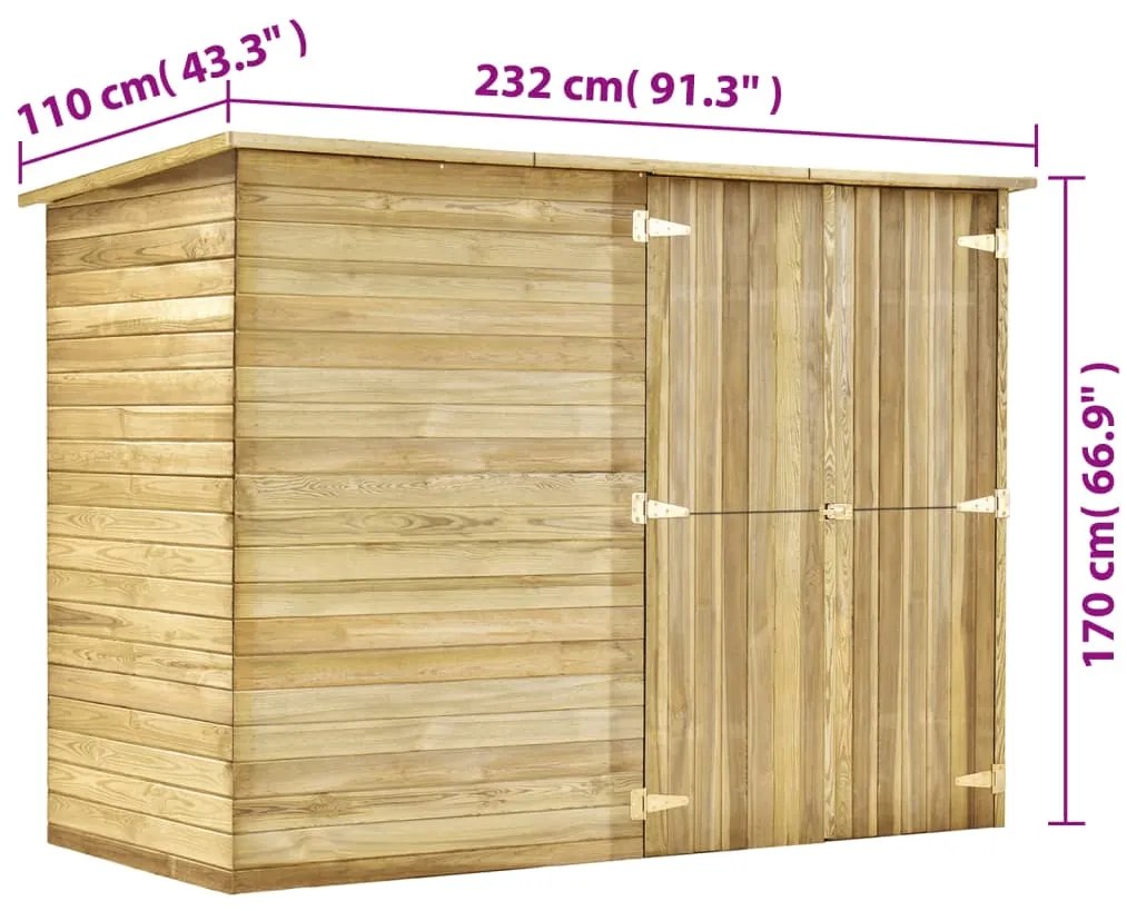 vidaXL Marketos Zahradní domek / kůlna 232 x 110 x 170 cm impregnovaná borovice
