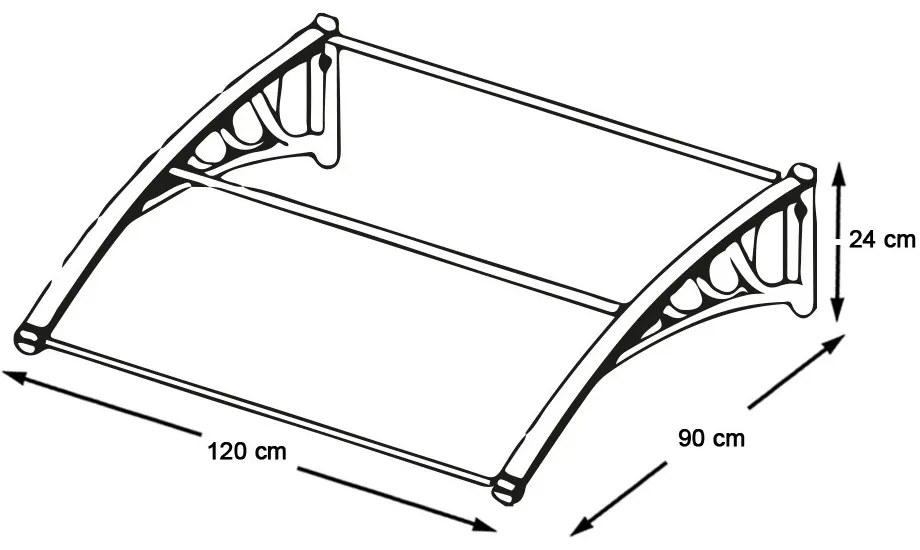 Plastová vchodová stříška ve více velikostech a barvách - 120x90 cm, černá