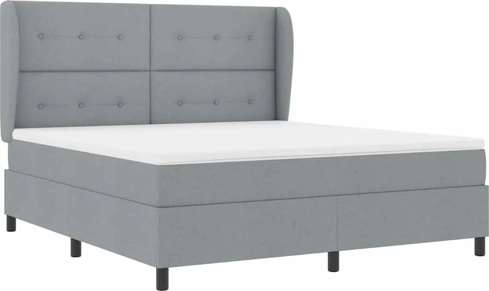 Postel s boxspringem s čelo Světle šedá 180 x 200 cm textil 3340578