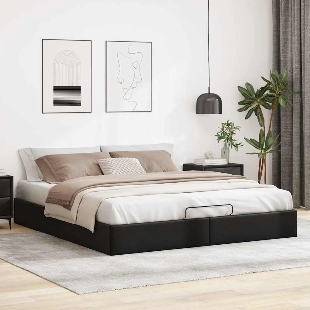 Osmanský rám postele bez matrace černá 180x200 cm umělá kůže 3310814