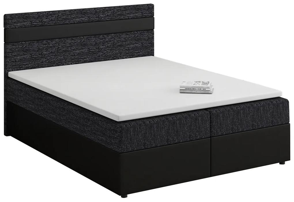 Kontinentální postel 140x200 cm Mimosa Comfort melirovaná černá + černá) (s roštem a matrací). 1056229
