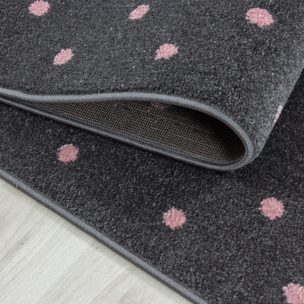 Ayyildiz, Dětský kusový koberec Bambi 830 pink, 80x150, růžová, šedá, dětský pokoj