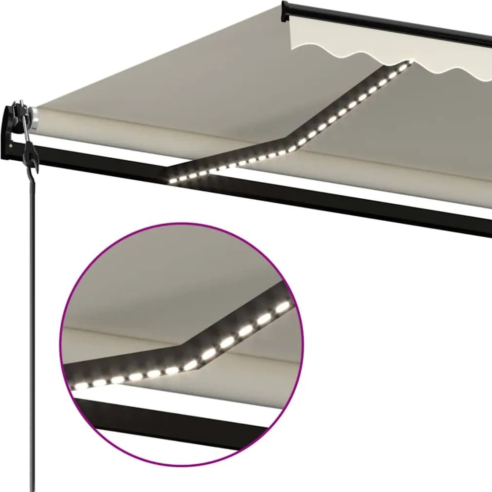 Automatická markýza LED a senzor větru 500 x 350 cm krémová 3069232