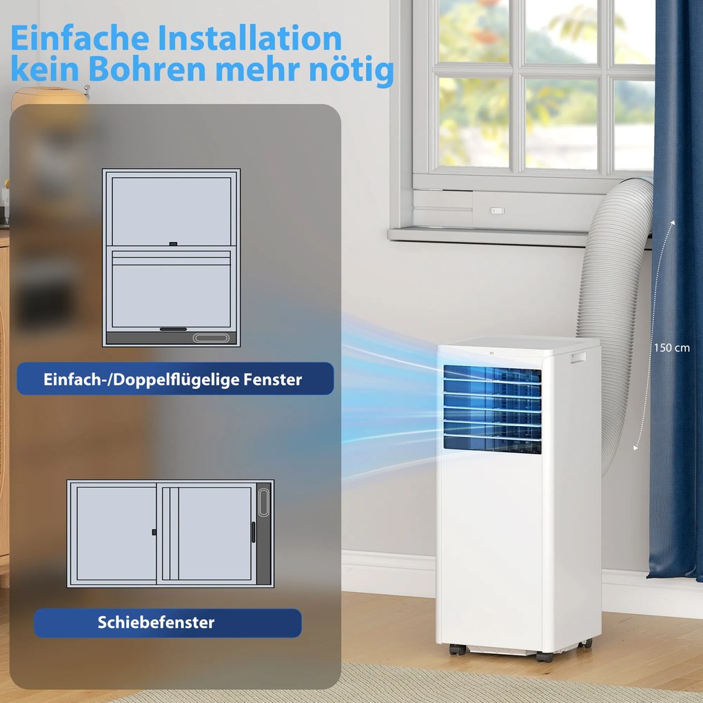 Přenosná klimatizace 9000 BTU, 4 v 1 s chlazením, odvlhčovačem, ventilátorem, režimem spánku