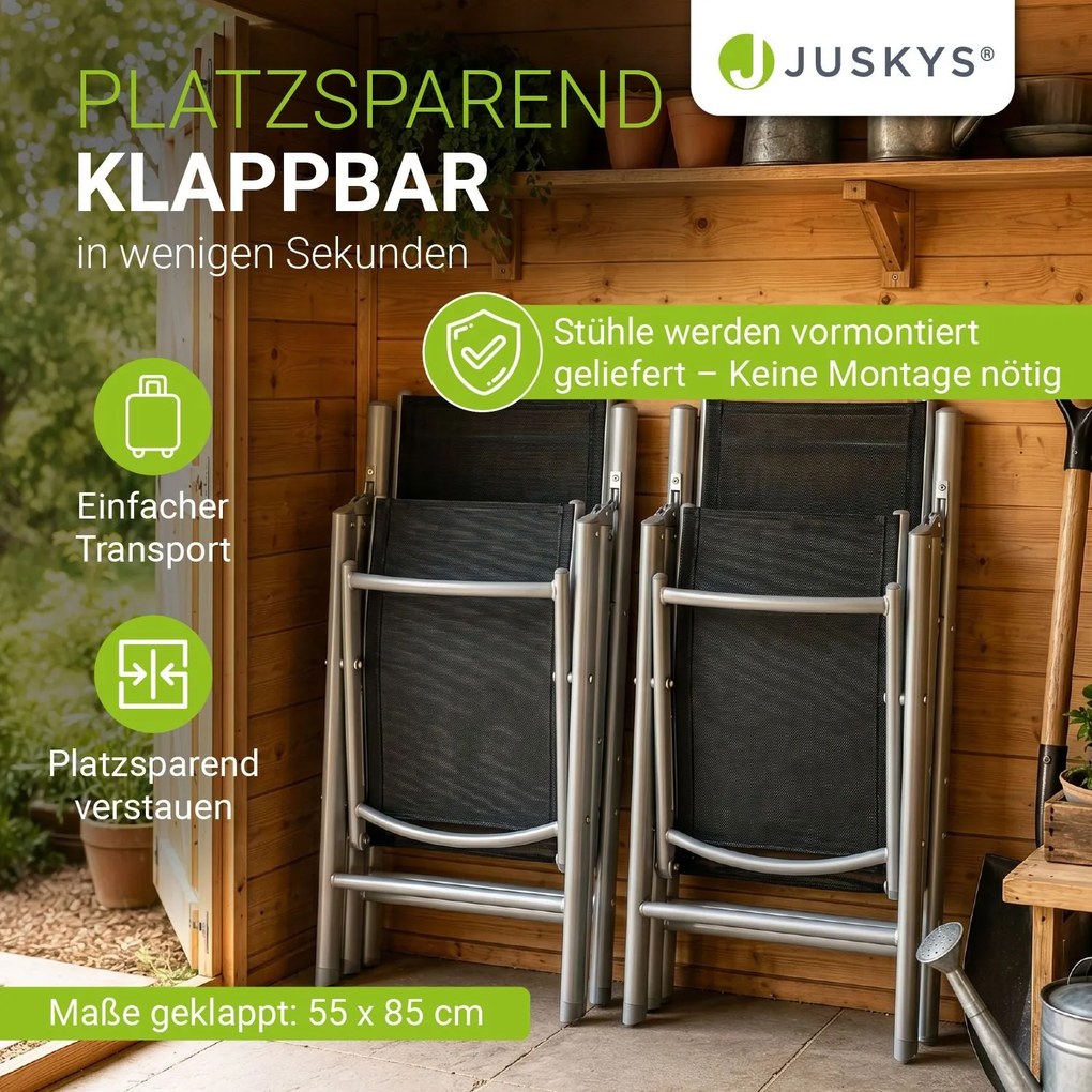 Juskys Hliníkový zahradní jídelní set Milano Barva: stříbrošedá, Velikost: 5 dílů