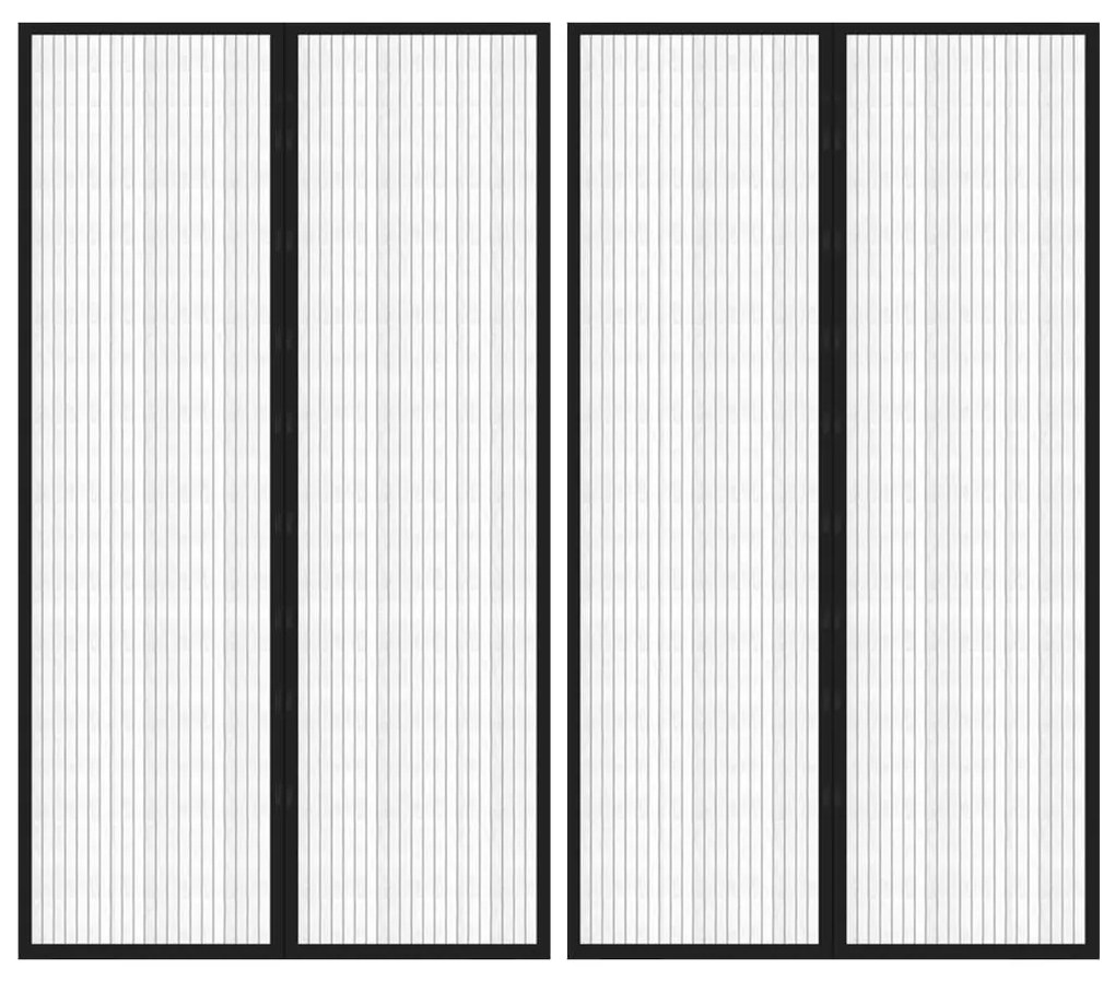 Závěsy do dveří proti hmyzu 2 ks s magnety černé 200 x 80 cm 314685