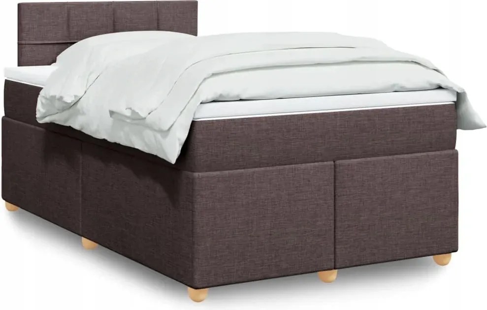 Box Spring Postel S Matrací Textil Tmavě Hnědá Blok se čtverci 120 x 190