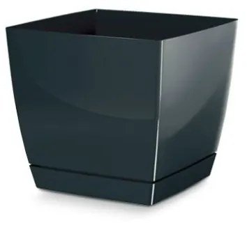 PROSPERPLAST Květináč - COUBI SQUARE P Průměr: 24 cm, Barva: grafit